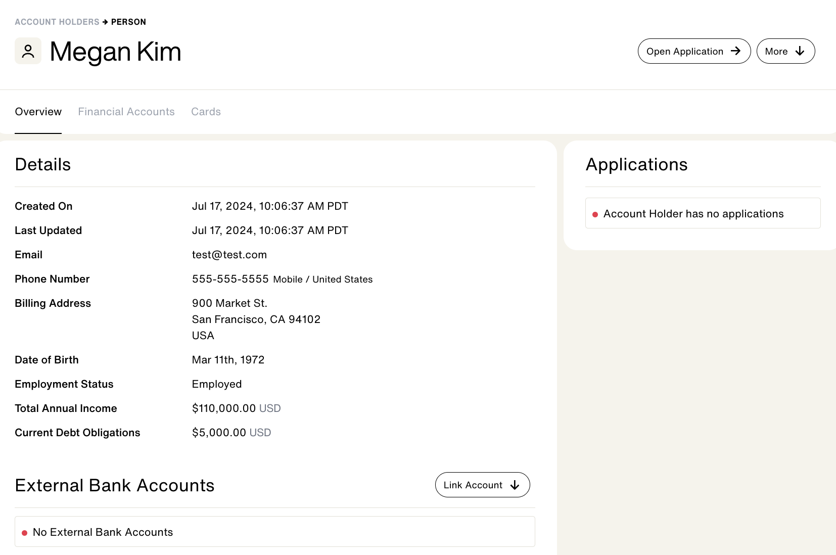 Create person account holder – Highnote